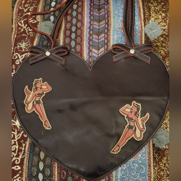 None | Bags | Vintage Devil Pinup Girl Leather Bag | Poshmark